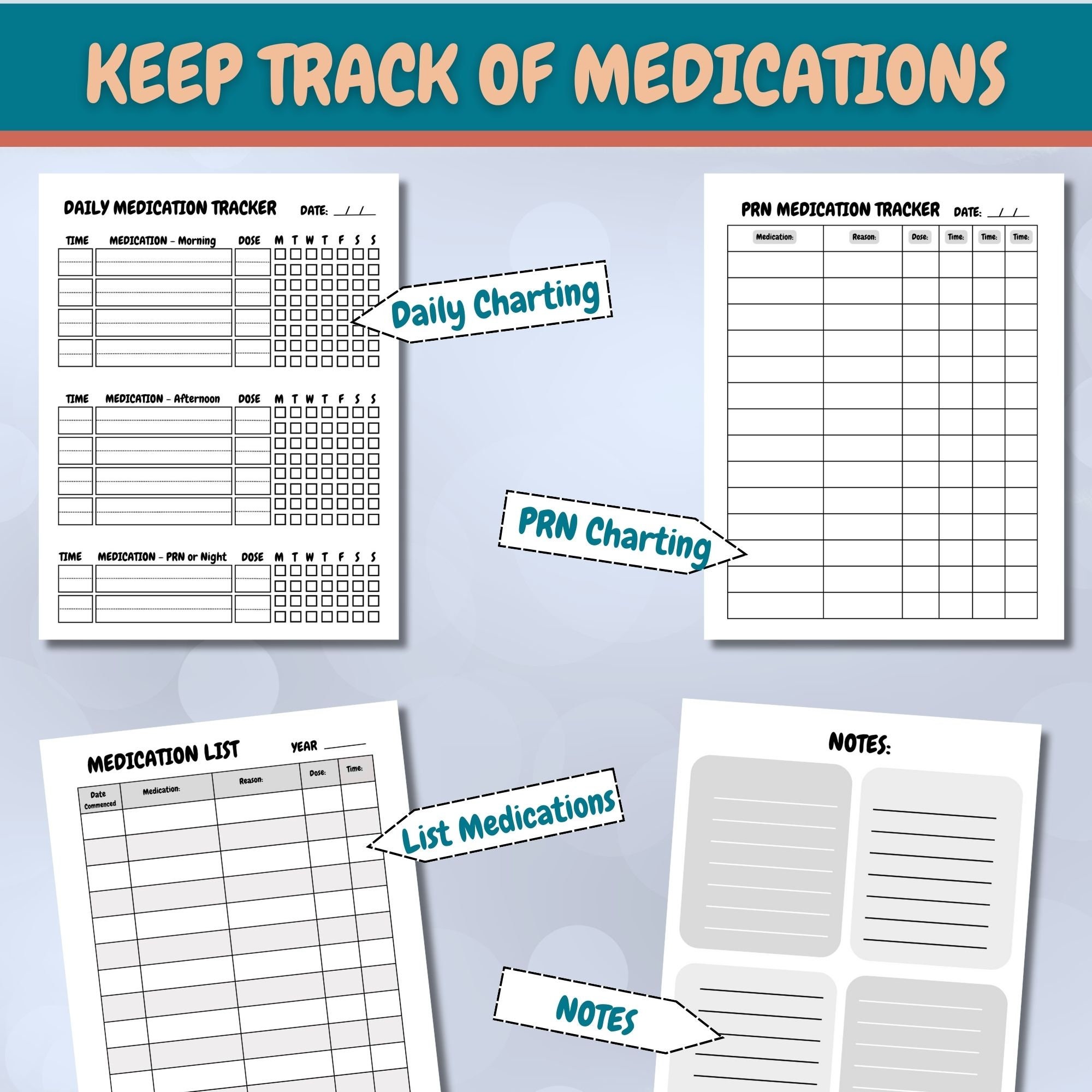Printable Medication Log, Simple Medication Tracker for Daily Use, Easy ...