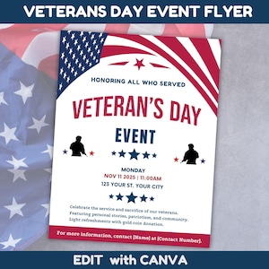 Editable Veteran's Day Flyer Template for Event Promotion Happy ...