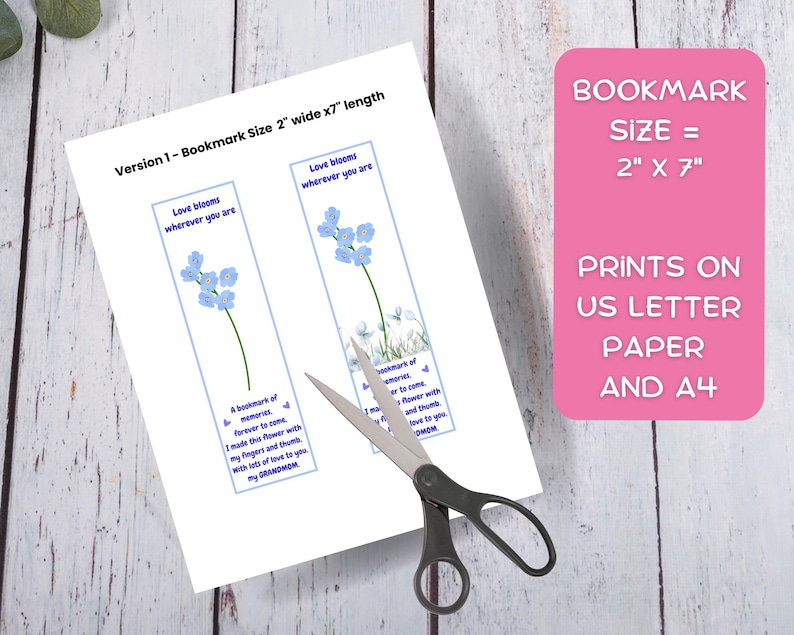Grandmother Mother's Day Printable Bookmark, Kids Fingerprint Art ...