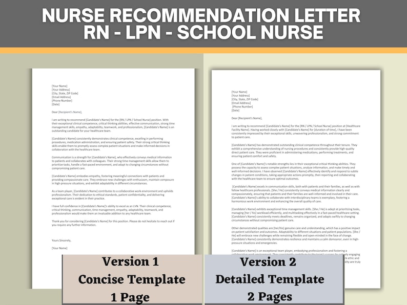 Nurse Letter of Recommendation Template for RN, LPN or School Nurse, Write Personalized Nursing ...