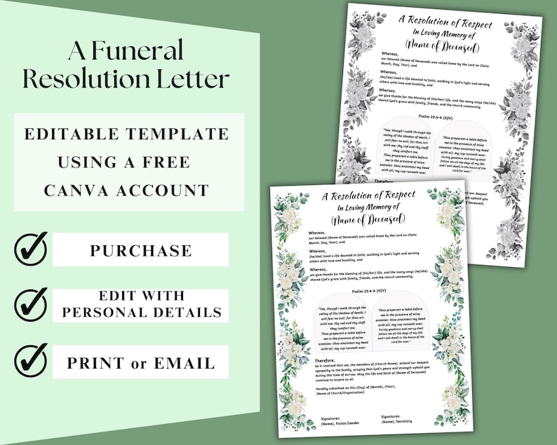 Funeral Resolution Letter A Resolution of Respect in Loving Memory ...