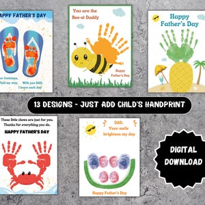 13 Handprint Art Bundle for Fathers Day Kids Craft Projects as a Dad ...