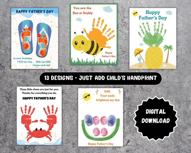 13 Handprint Art Bundle for Fathers Day Kids Craft Projects as a Dad ...