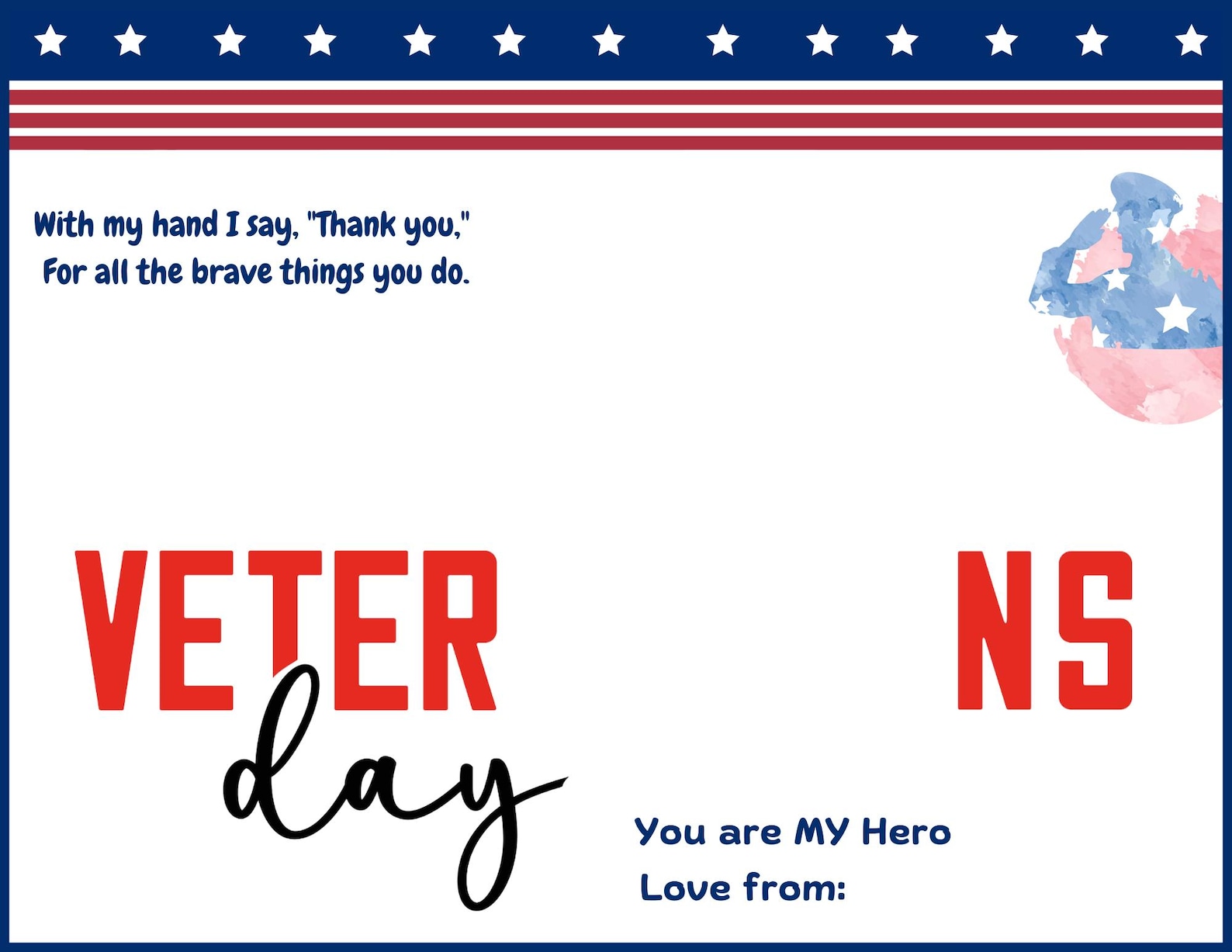 Veterans Day Handprint Art, Happy Veterans Day Handprint Keepsake ...
