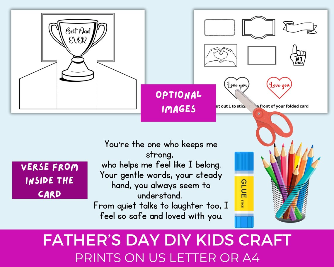 Fathers Day Coloring Card, Printable Father's Day Craft for Kids, Best ...