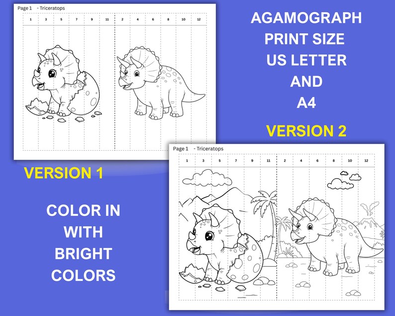 Dinosaur 3D Paper Craft Template, Agamograph Art for Kids Activity ...