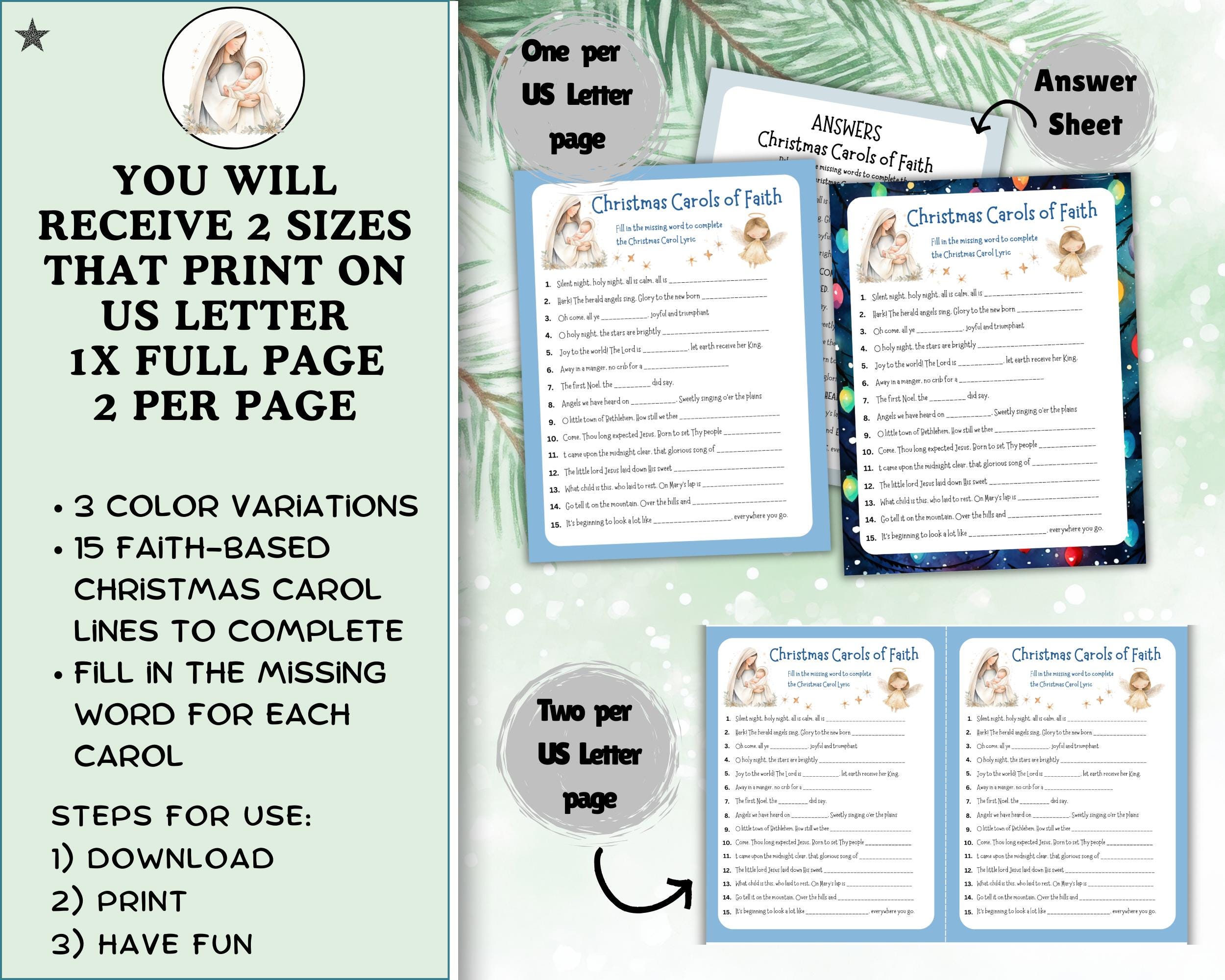 Finish the Christmas Lyrics Game, Christmas Faith Song Game, Christmas ...