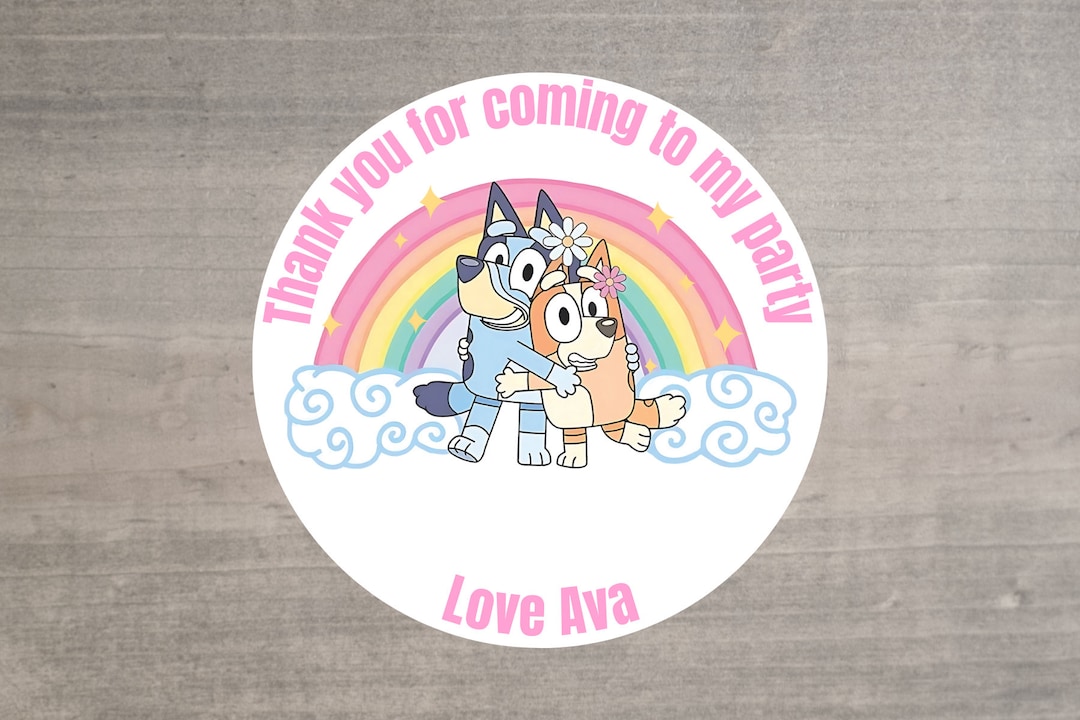 20 X Bluey Thank You for Coming to My Party Stickers: Personalise Your ...