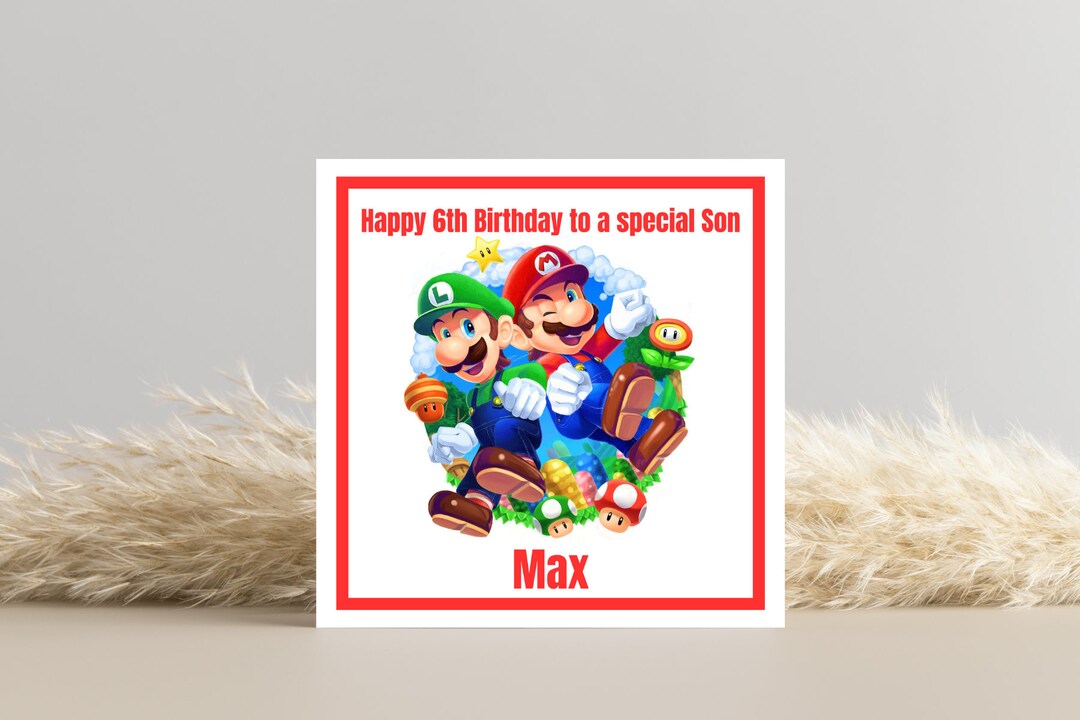 Personalised Super Mario Birthday Card Add Any Name and Age - Etsy