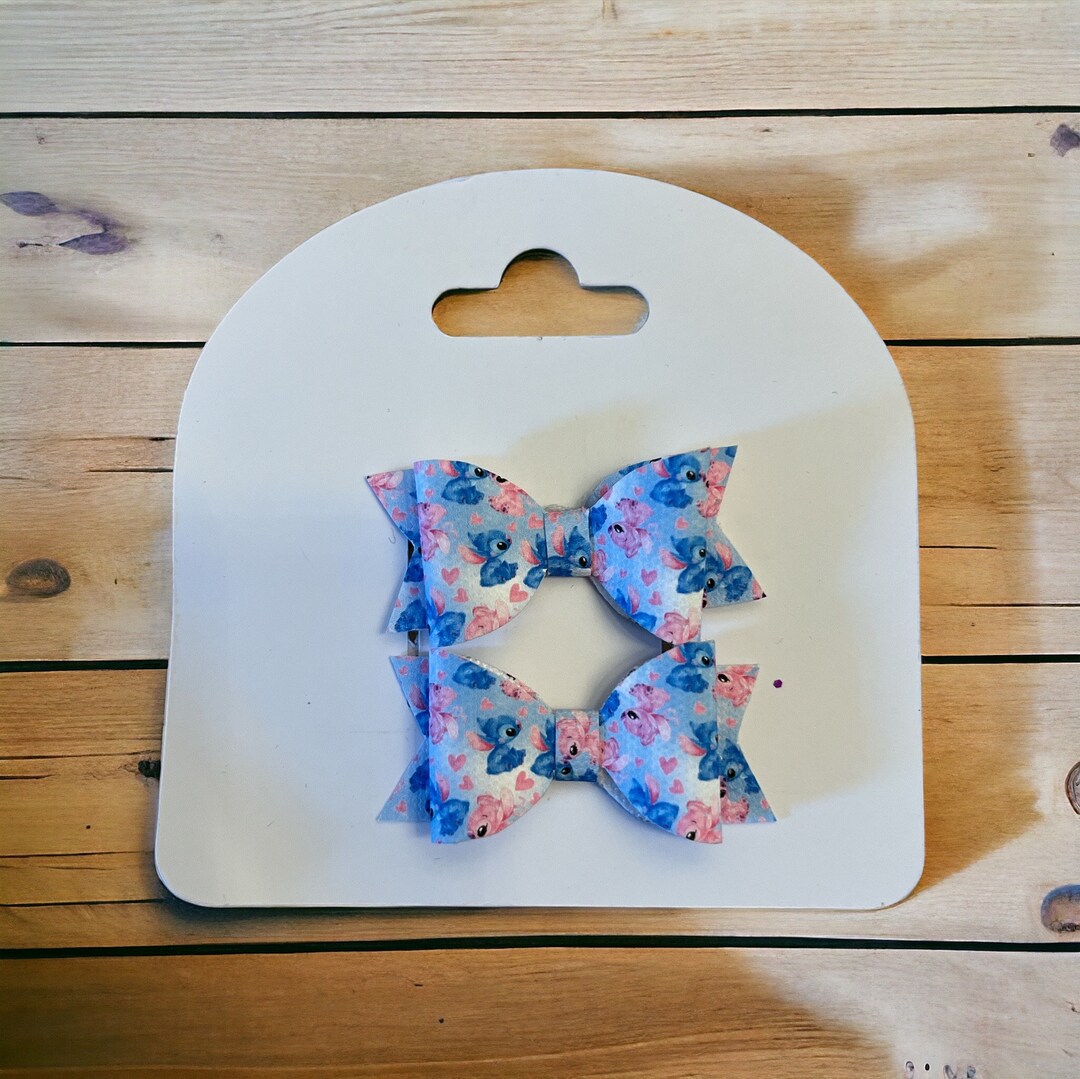 Stitch and Angel Design Girls Pigtail Hair Bows - Etsy