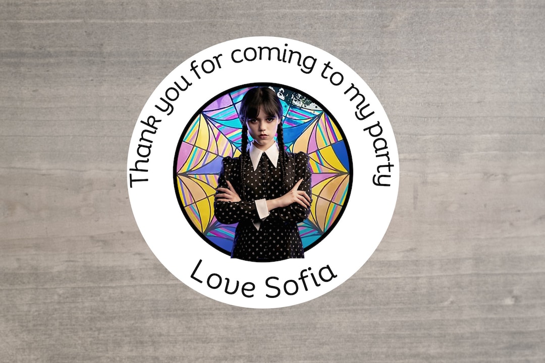 20 X Wednesday Addams Thank You for Coming to My Party Stickers ...