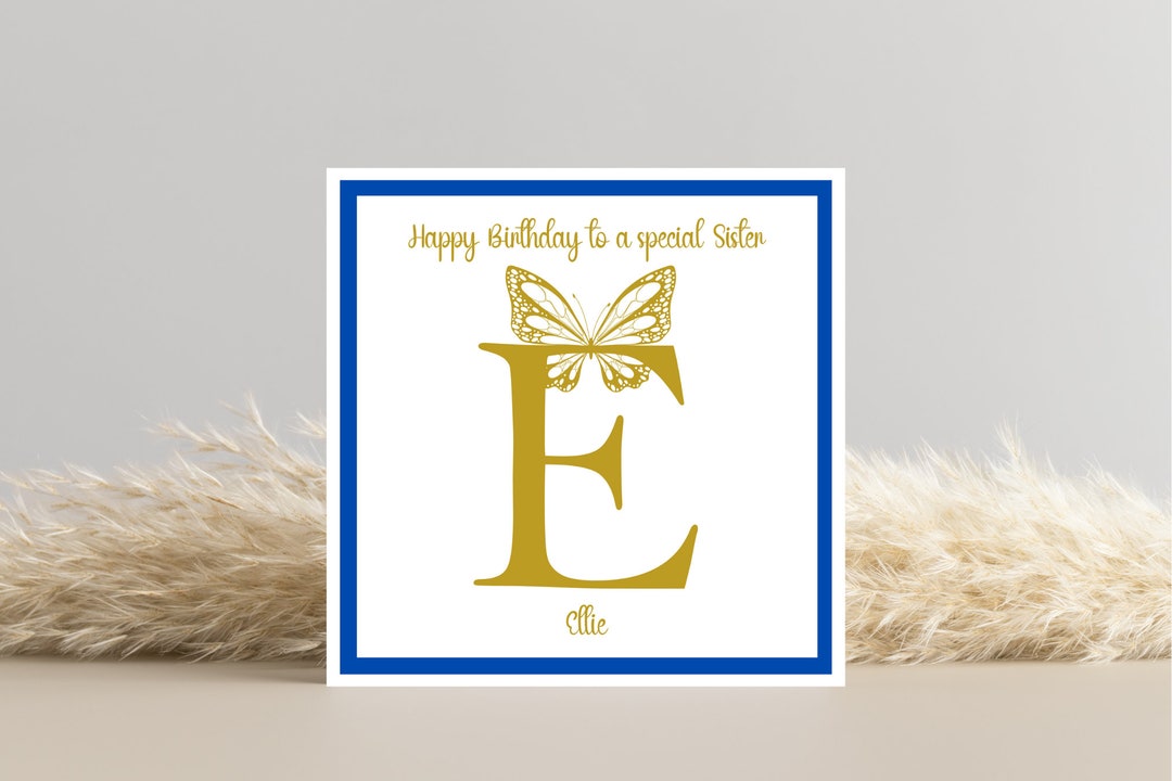 Personalised Initial Birthday Card for Her Butterfly Design - Etsy