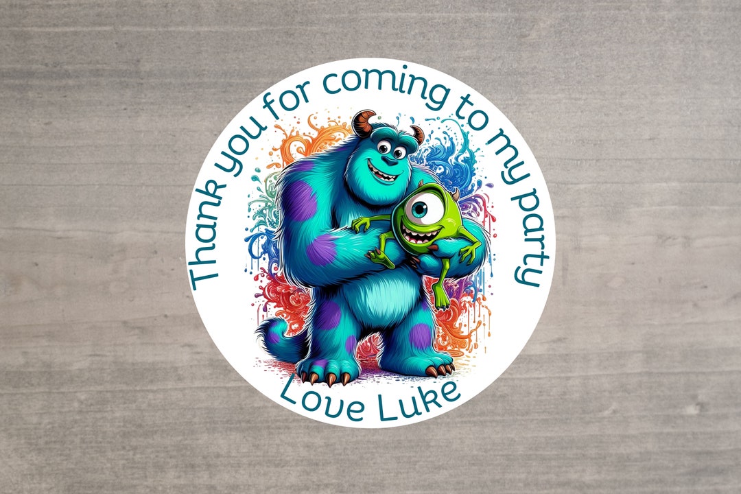 20 X Monsters Inc Thank You for Coming to My Party Stickers ...
