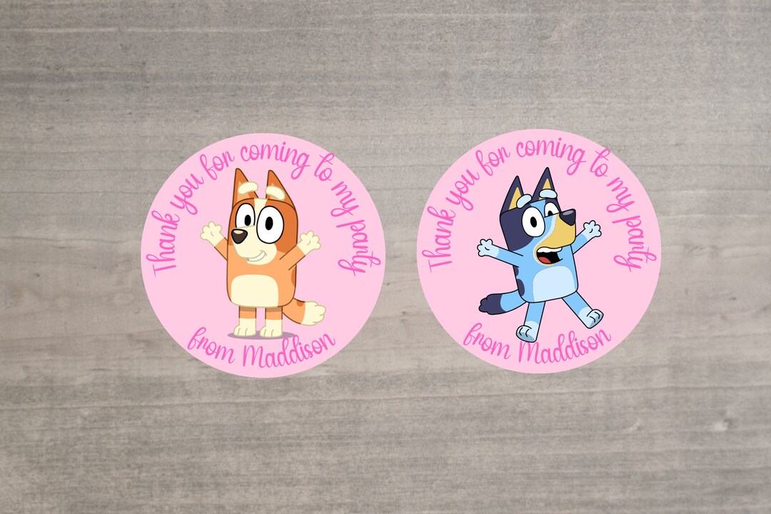 20 X Pink Bluey Mix Thank You for Coming to My Party Stickers ...