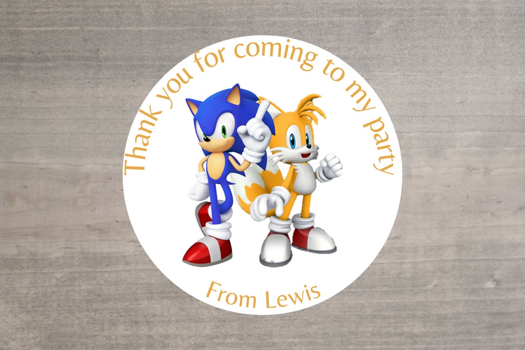 20 X Sonic the Hedgehog Thank You for Coming to My Party Stickers ...