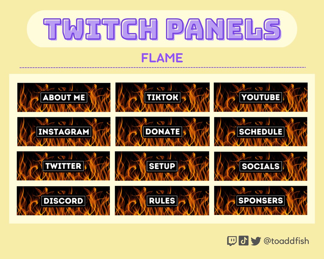 Twitch Panels Overlay Flames for Stream - Etsy