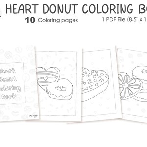 10 Page Heart Donut Coloring Book Printable - Etsy