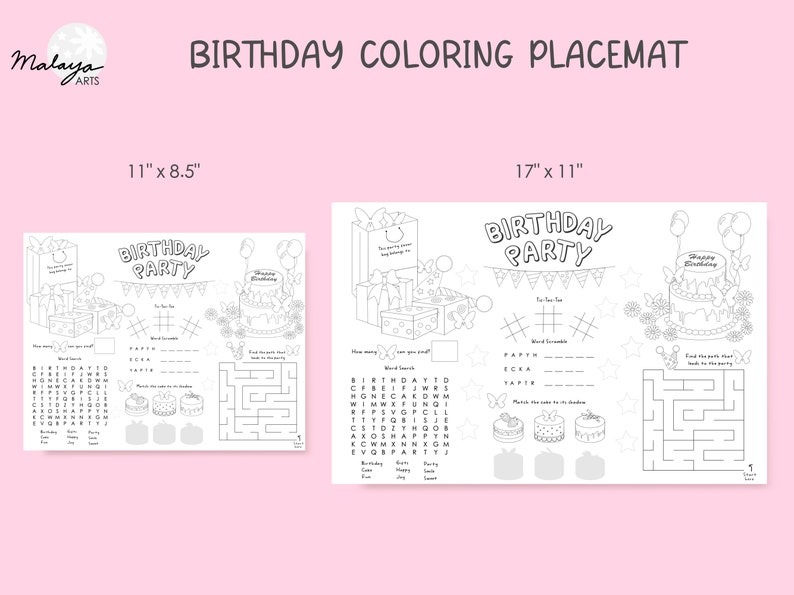 Birthday Coloring Placemat cake Themed Printable - Etsy