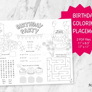 Birthday Coloring Placemat cake Themed Printable - Etsy