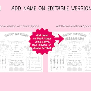 Editable Birthday Coloring Placemat (cake Themed) - Printable PDF - Etsy