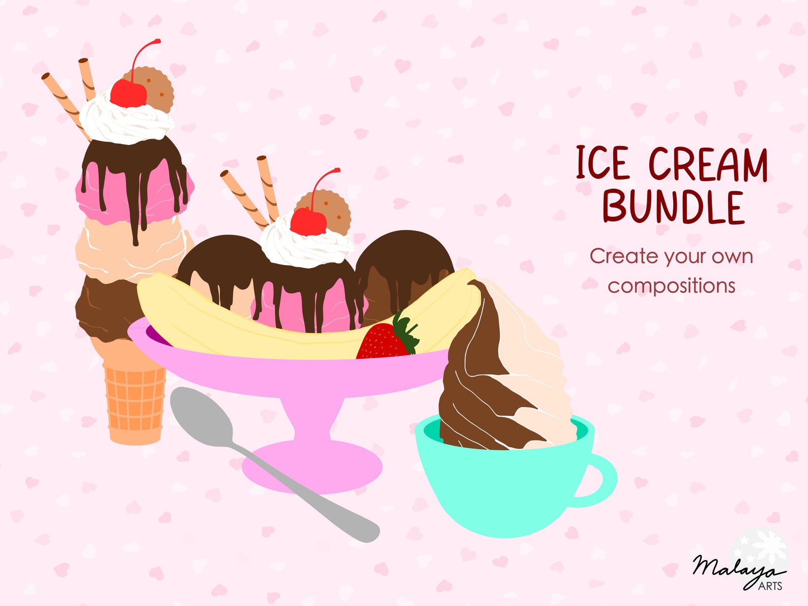 70 Ice Cream SVG Bundle - Clipart, Layered Cut Files - Etsy