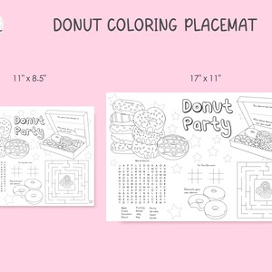 Donut Coloring Placemat - Printable PDF - Etsy