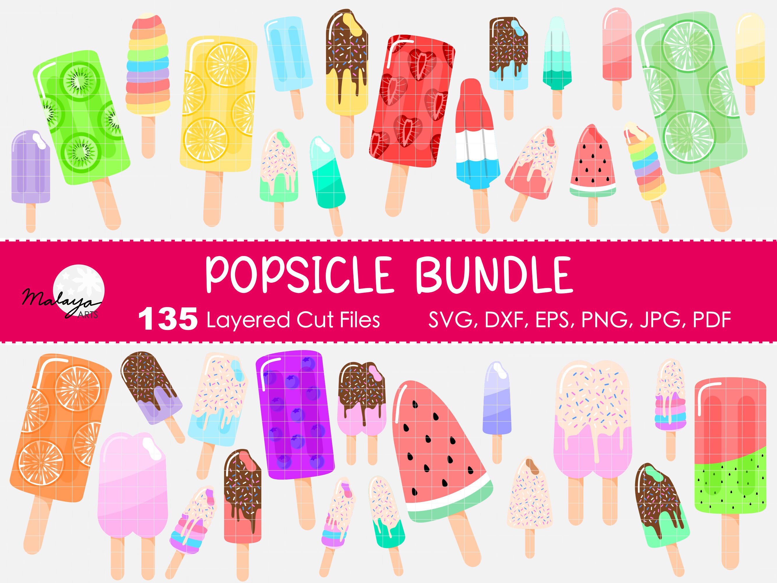 135 Popsicles SVG Bundle - Clipart, Layered Cut Files - Etsy