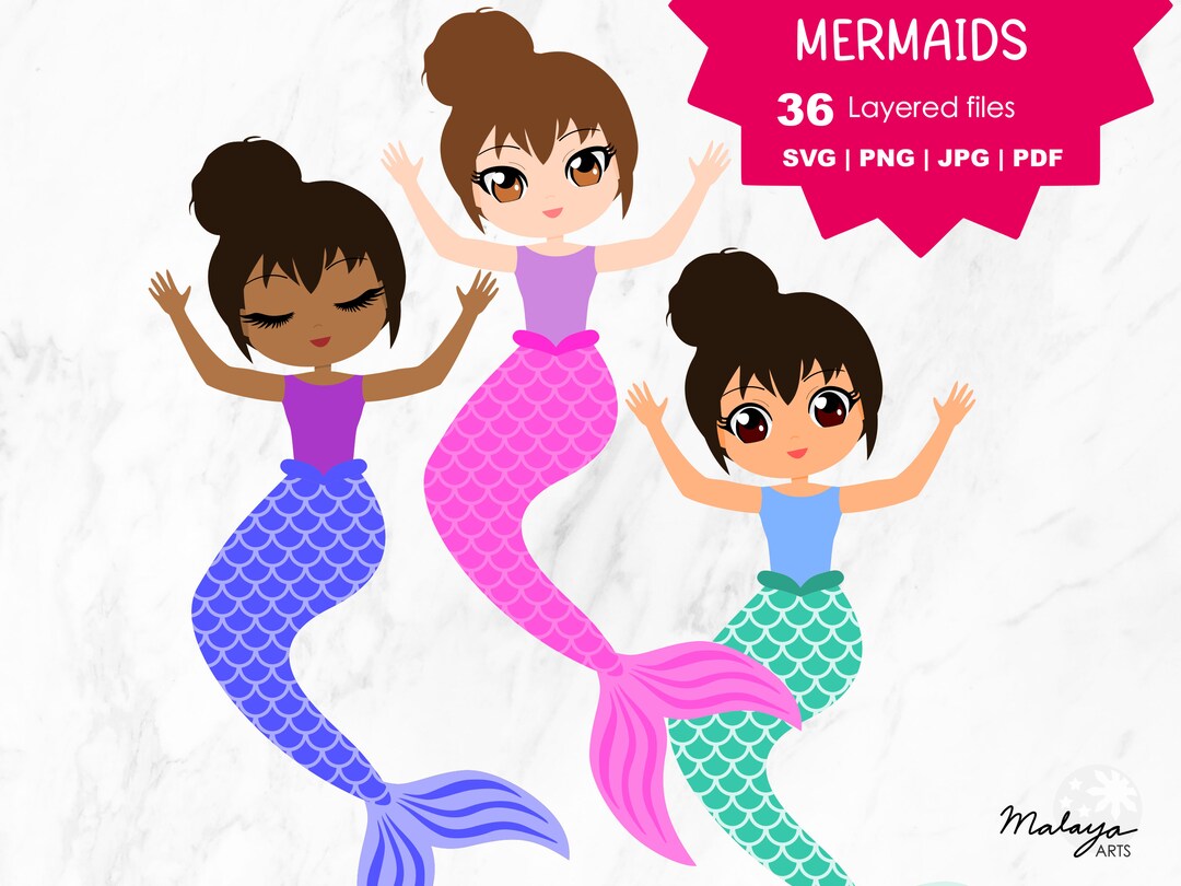 36 Mermaid SVG Bundle - Clipart, Layered Files - Etsy