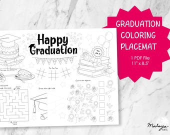 Graduation Party Printable Placemat/ Kids Activity Mat/ Printable ...