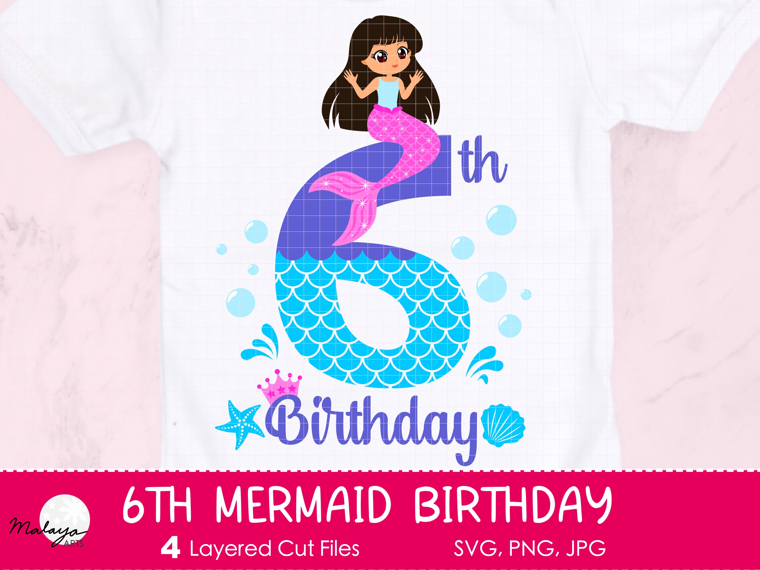 6th Birthday Mermaid SVG - Etsy