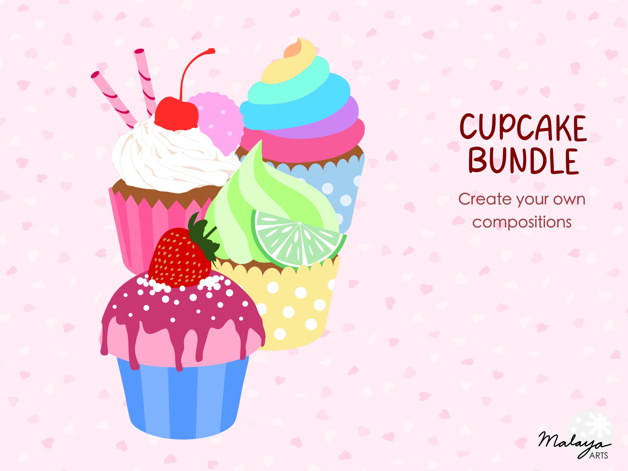 30 Cupcake SVG Bundle - Clipart, Layered Cut Files - Etsy