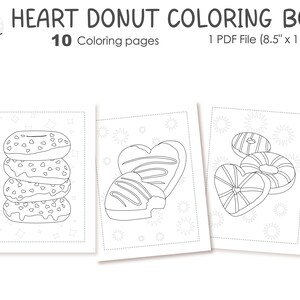 10 Page Heart Donut Coloring Book Printable - Etsy