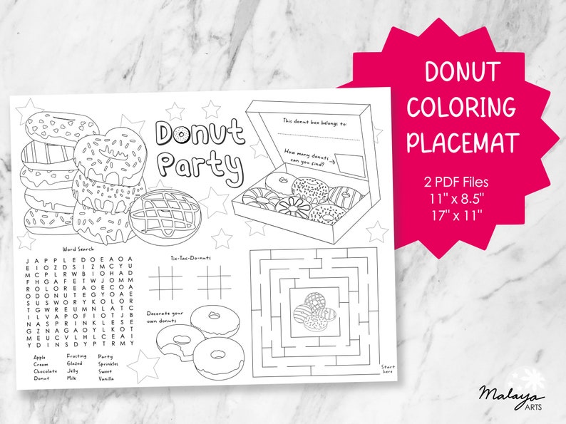 Donut Coloring Placemat - Printable PDF - Etsy