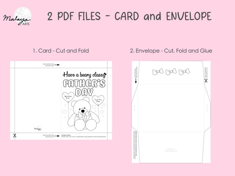 Tarjeta para colorear del Día del Padre (Juego de palabras con osos ...