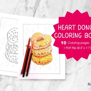 10 Page Heart Donut Coloring Book Printable - Etsy