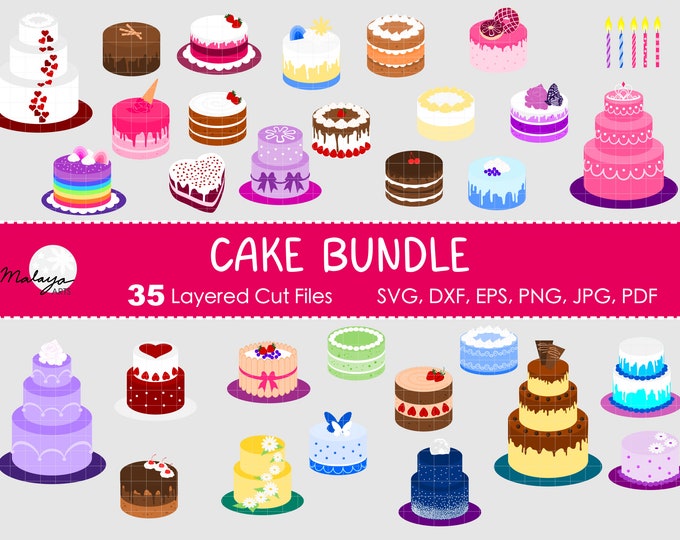Birthday Cake SVG | 10 File Format Bundle | Cake Silhouette Clipart for ...