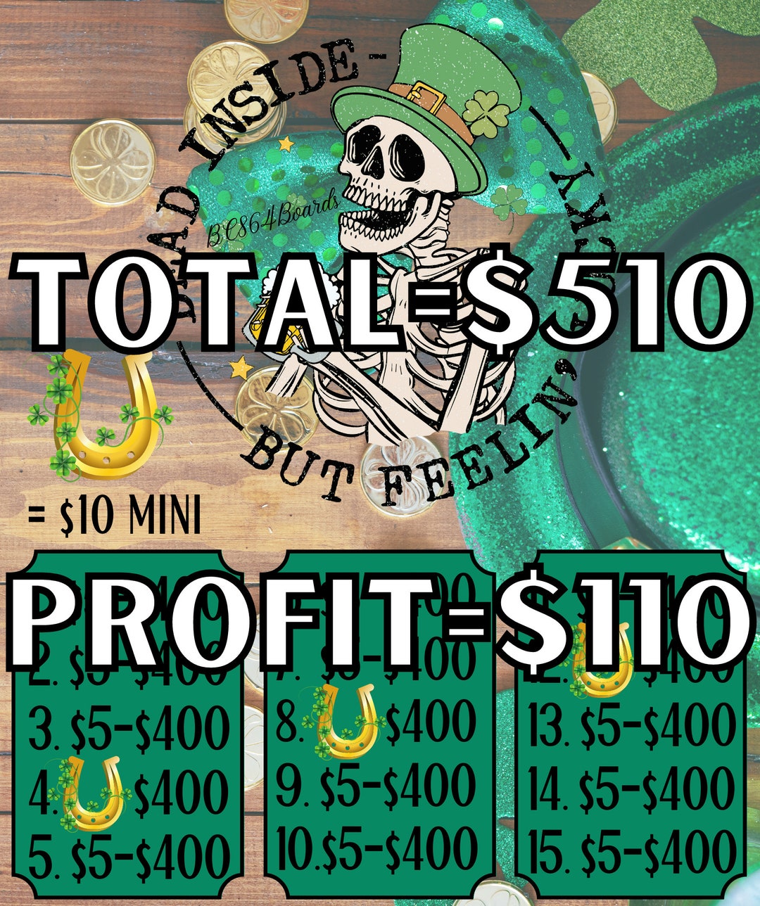 Mini Bingo Board, Downloadable Bingo Graphic, St Patty Day 5 10 400 - Etsy