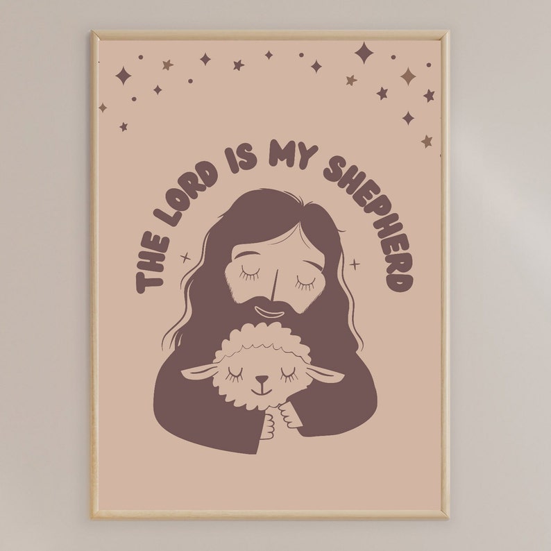 The Lord is My Shepherd Nursery Wall Art Printable, Psalm 23, Leaves ...