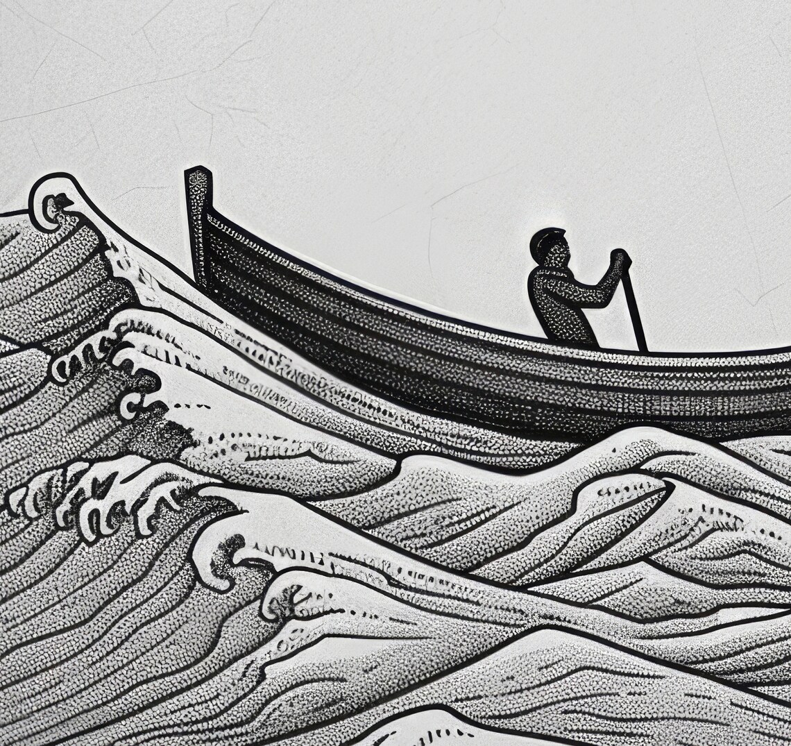 Jonah and the Whale Printable Bible Wall Art Sketch Illustration, Old ...