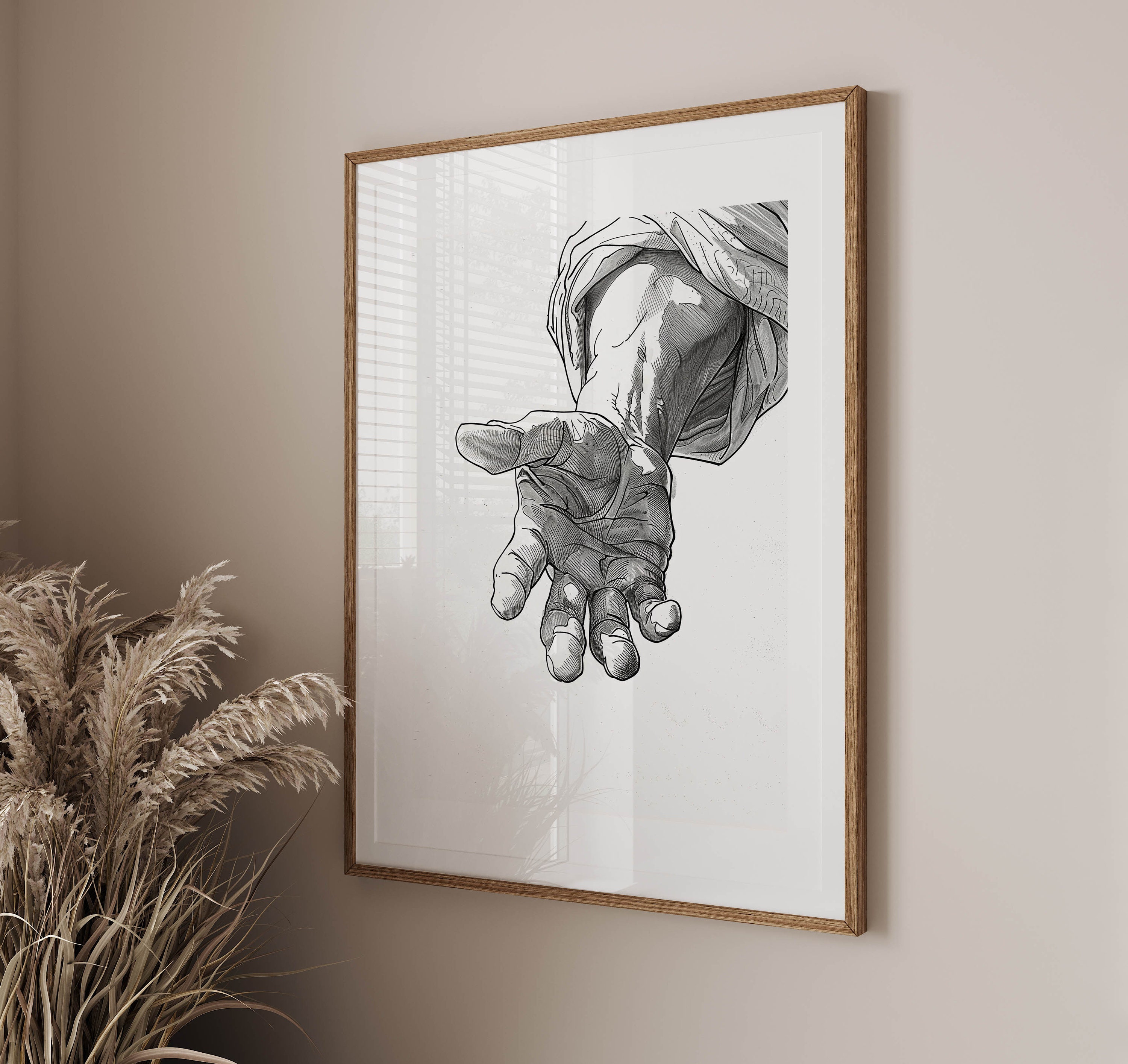 Graven on His Palm, a Modern Jesus Art Print , a Bible Sketch Printable ...