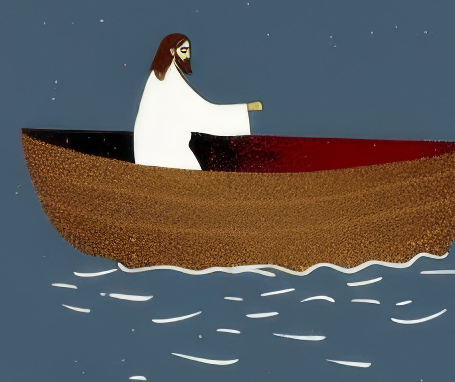 Jesus and the Miraculous Catch of Fish, Christian Modern Art, Bible ...