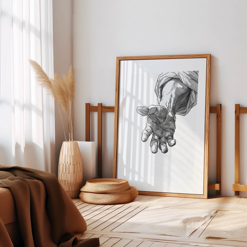 Graven on His Palm, a Modern Jesus Art Print , a Bible Sketch Printable ...