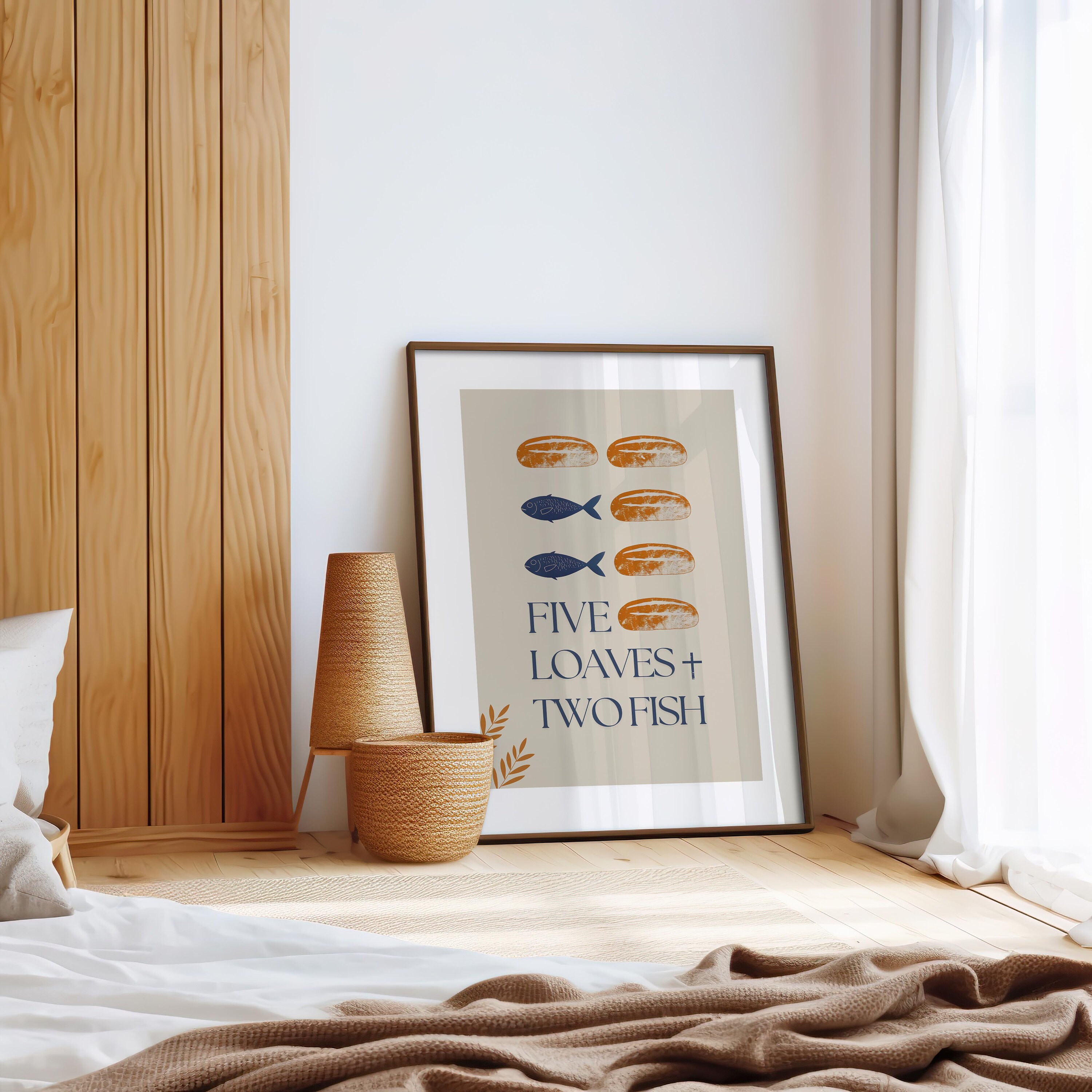 5 Loaves of Bread and 2 Fish Bible Verse Wall Art Printable. Jesus ...