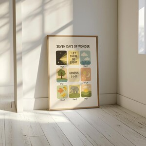 Genesis 1 Bible Story Wall Art. Creation Nursery Printable Poster ...