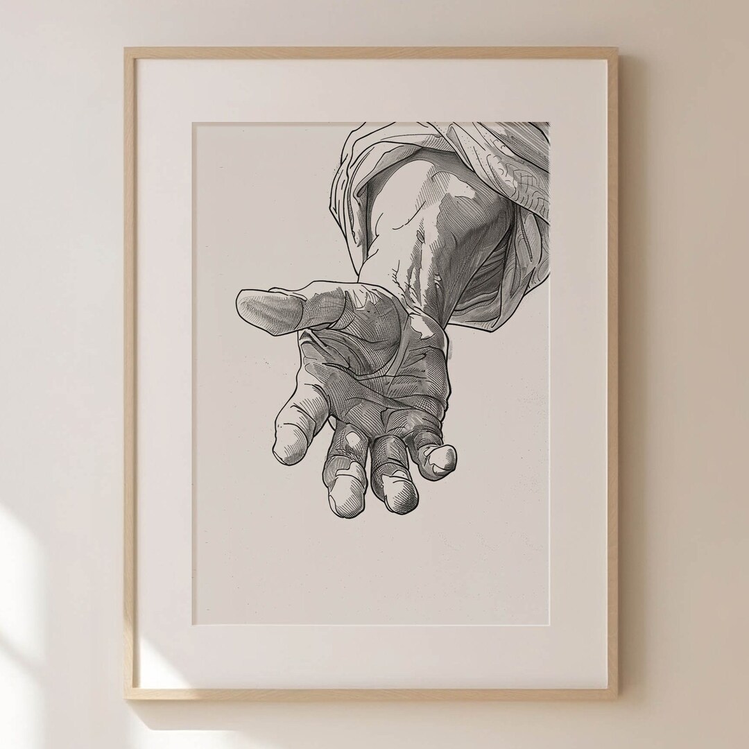 Graven on His Palm, a Modern Jesus Art Print , a Bible Sketch Printable ...