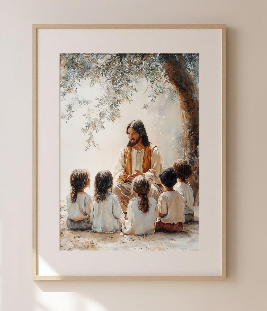 Jesus Teaching the Children Print, Christian Home Decor Printable ...