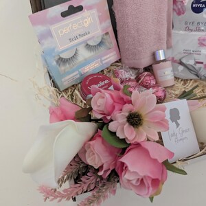 Gift Hamper Pink Spa & Lindt Silk Flowers Bouquet Hamper - Etsy