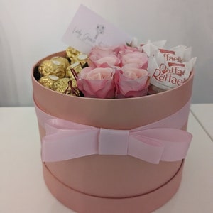 Pink Ferrero Rocher & Rafaello Silk Flowers Hat Box Gift - Etsy