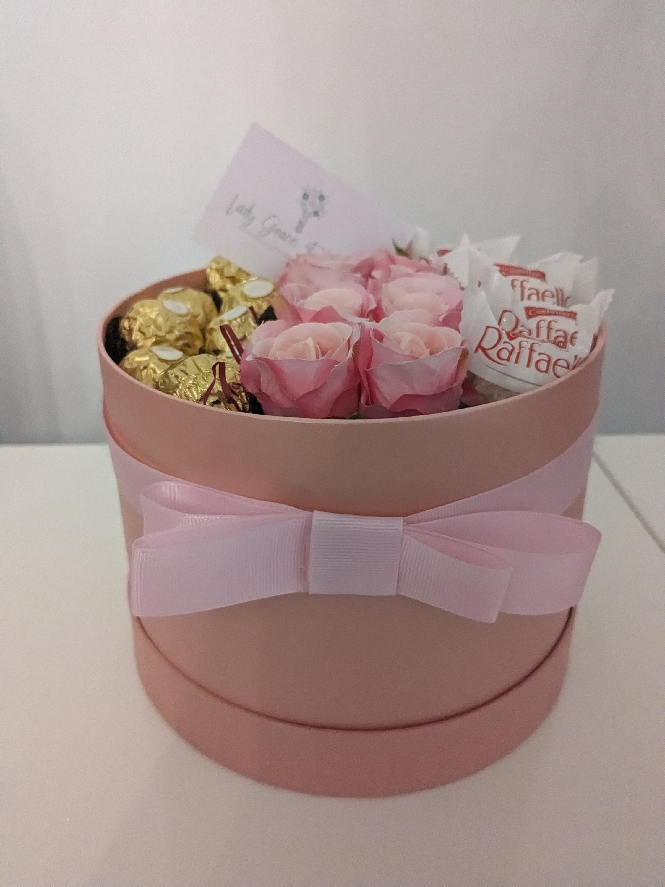 Pink Ferrero Rocher & Rafaello Silk Flowers Hat Box Gift - Etsy