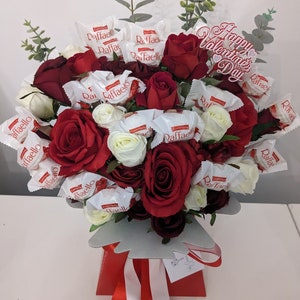 Valentines Raffaello & Silk Flowers Bouquet Gift - Etsy
